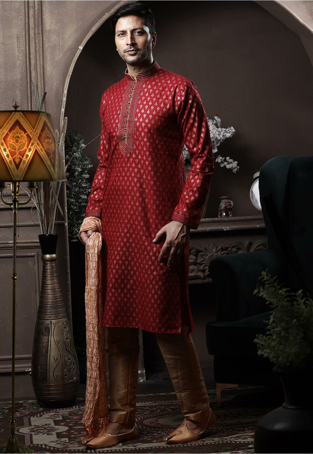 Buy Digital Printed Cotton Kurta Set in Maroon Online : MSE1521 - Utsav ...