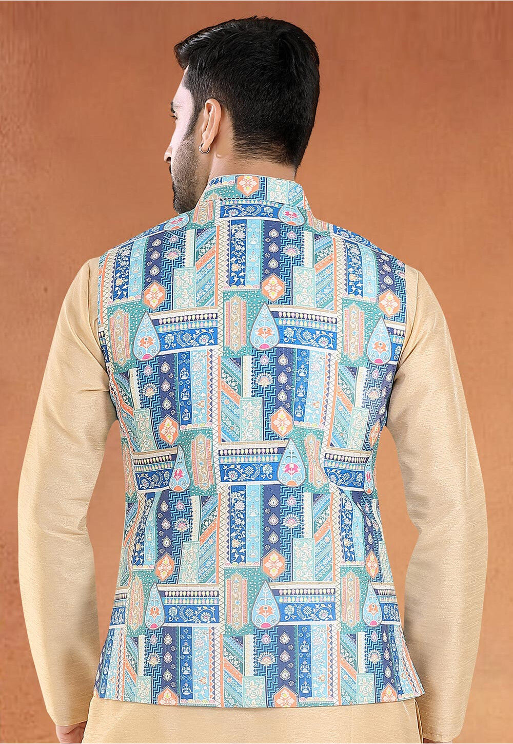 Buy Digital Printed Cotton Nehru Jacket in Blue Online : MUY1901 ...