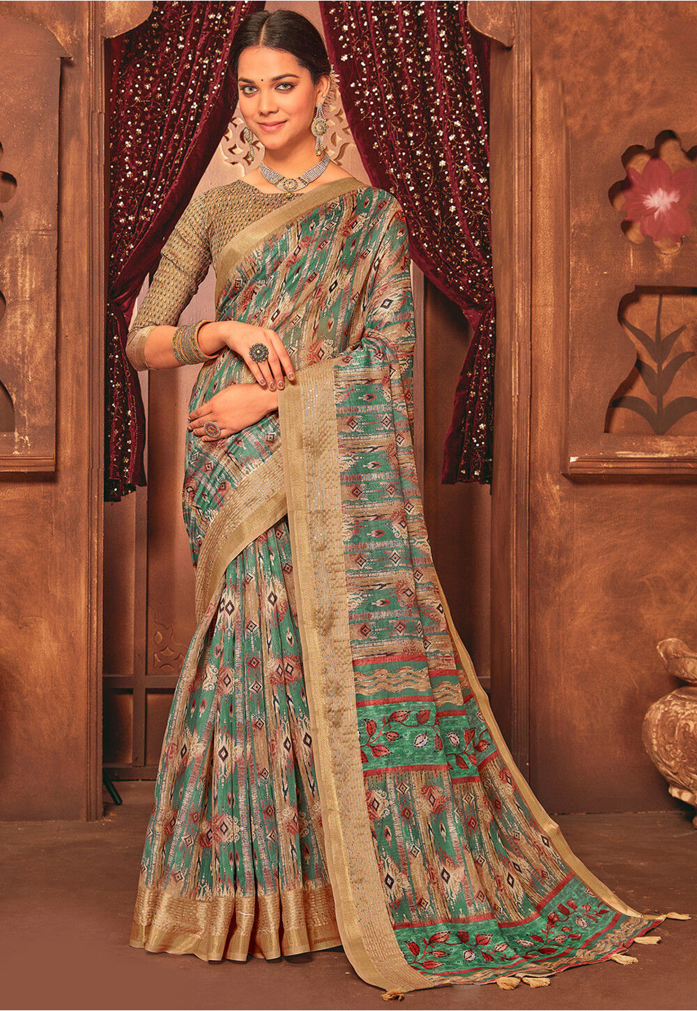 Buy Digital Printed Cotton Saree in Multicolor Online : SFF3150 - Utsav ...