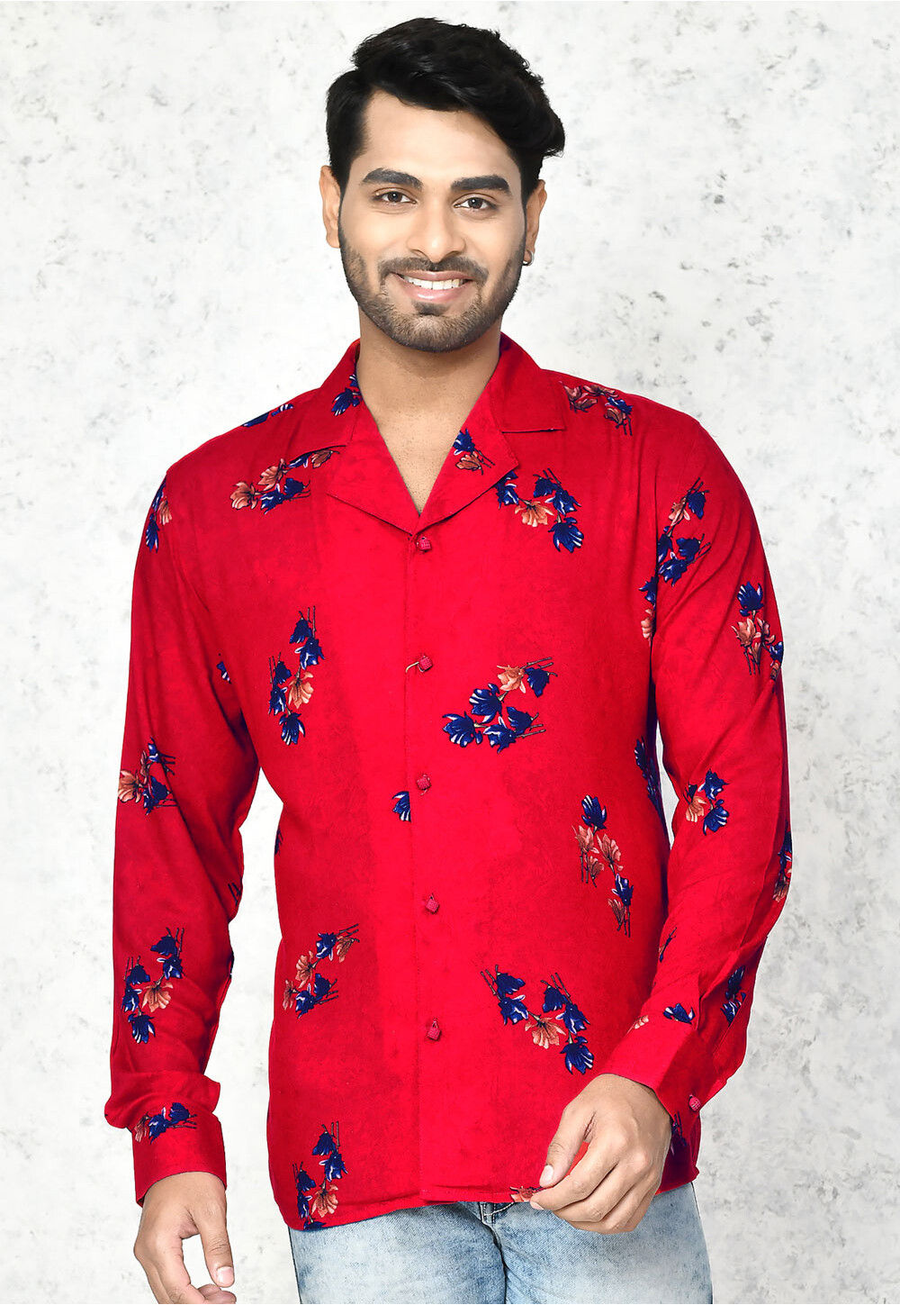 Buy Digital Printed Cotton Shirt in Red Online : MTX3081 - Utsav Fashion