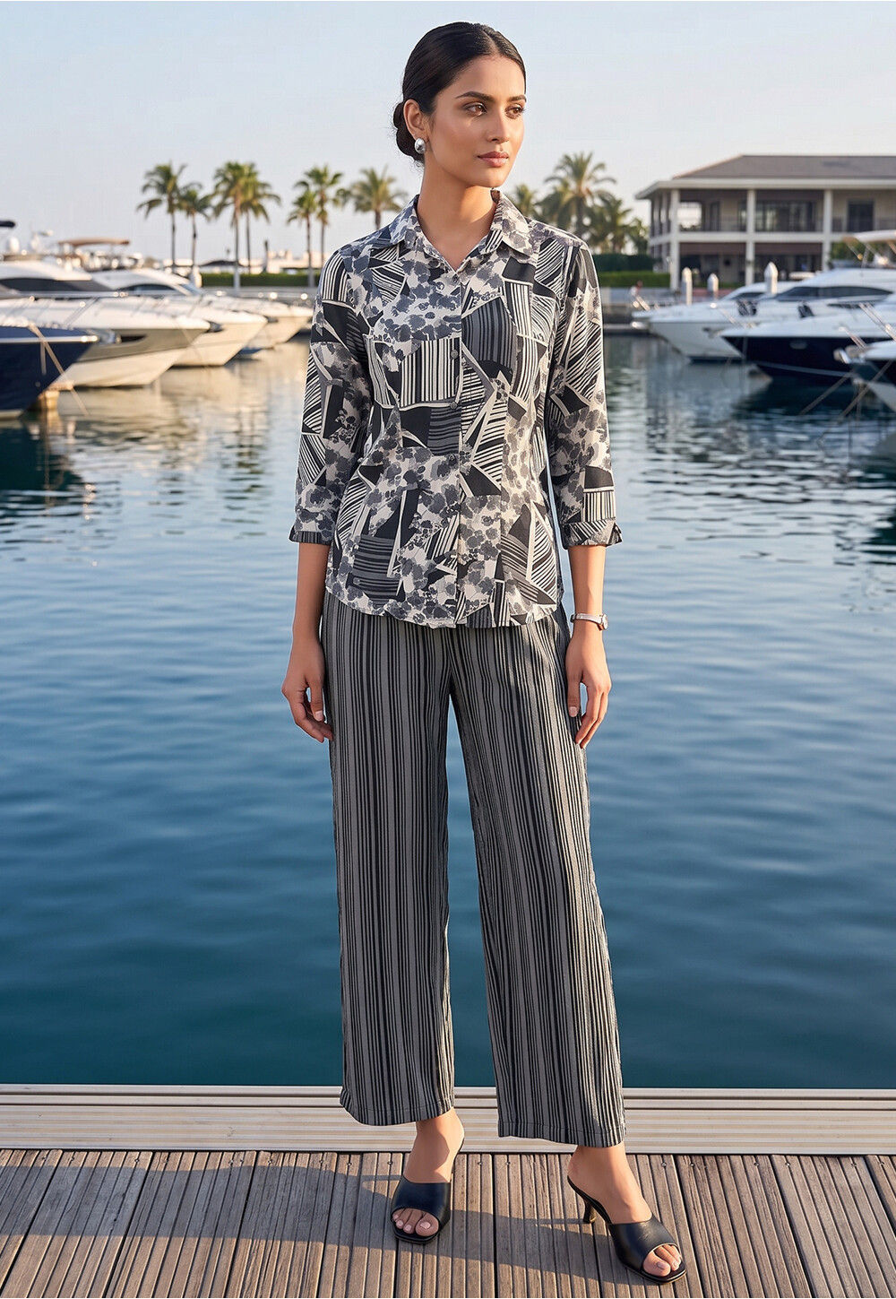 Buy Digital Printed Crepe Co Ord Set in Grey and White Online : TKL717 ...