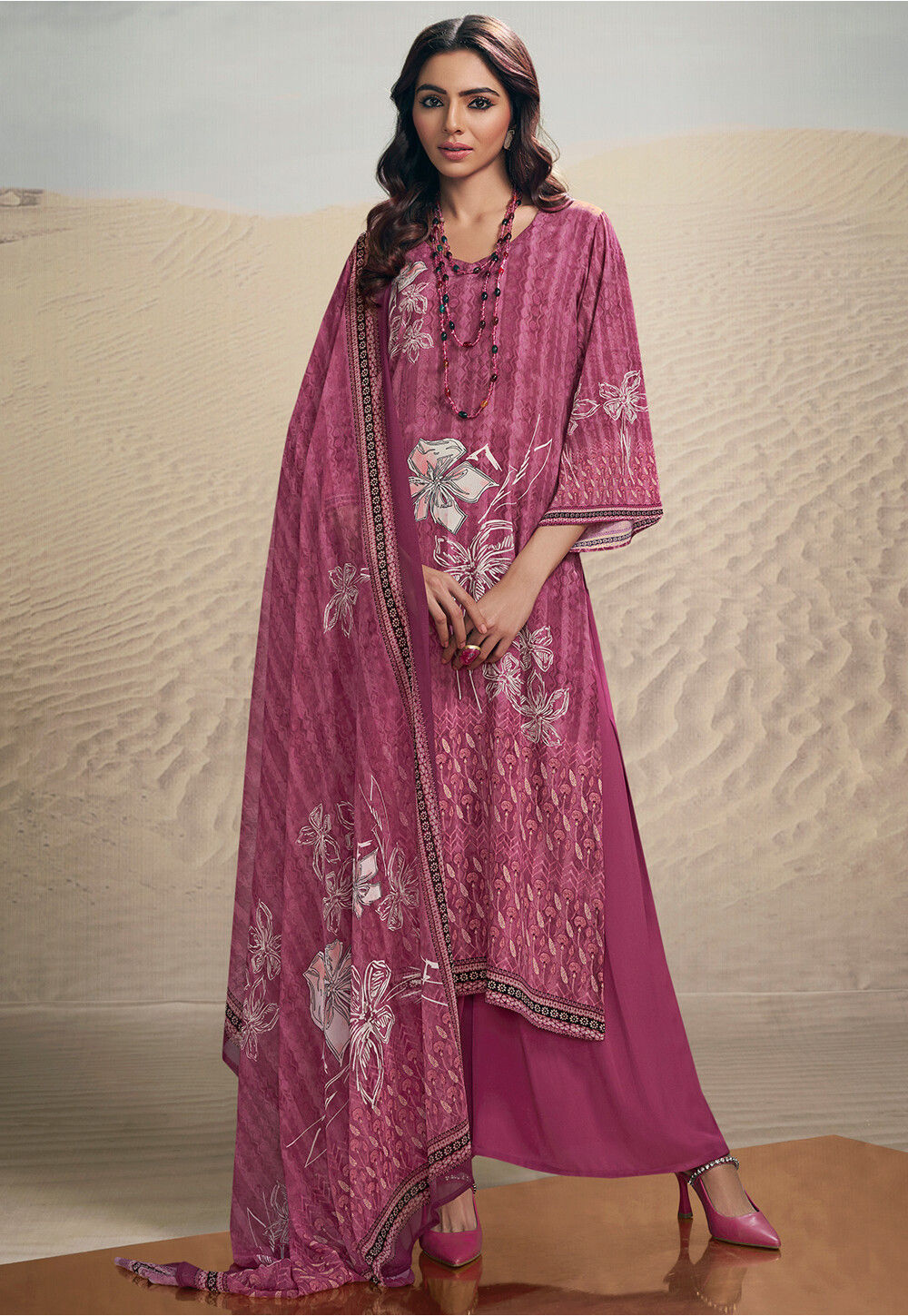 Buy Digital Printed Crepe Pakistani Suit in Pink Online : KCV1989 ...