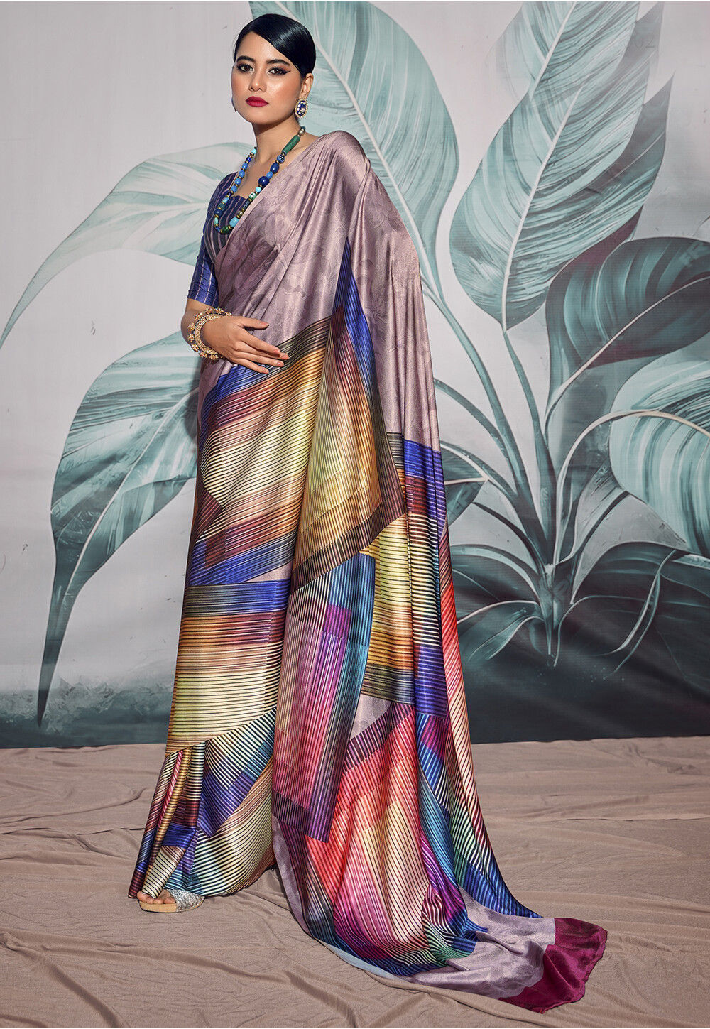 Buy Digital Printed Crepe Saree in Multicolor Online : SPCA2003 - Utsav ...