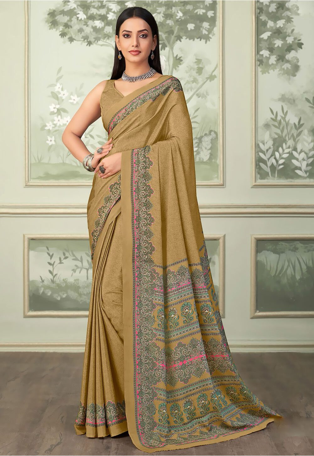 Buy Digital Printed Crepe Saree in Yellow Online : SSEA4091 - Utsav Fashion