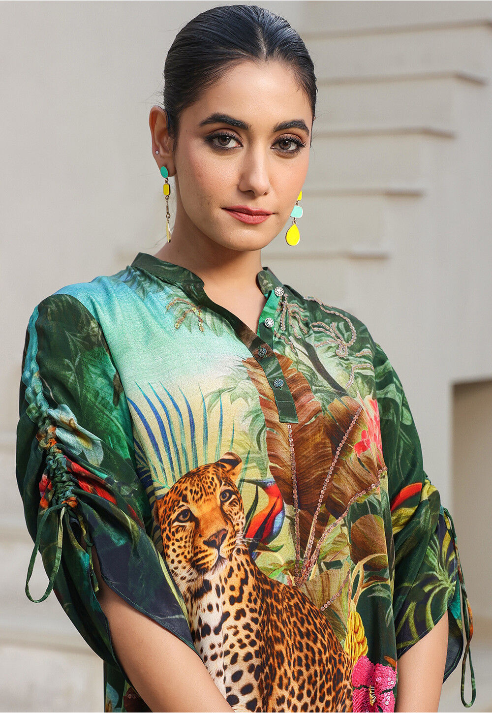 Buy Digital Printed Crepe Top in Dark Green Online : TKK730 - Utsav Fashion