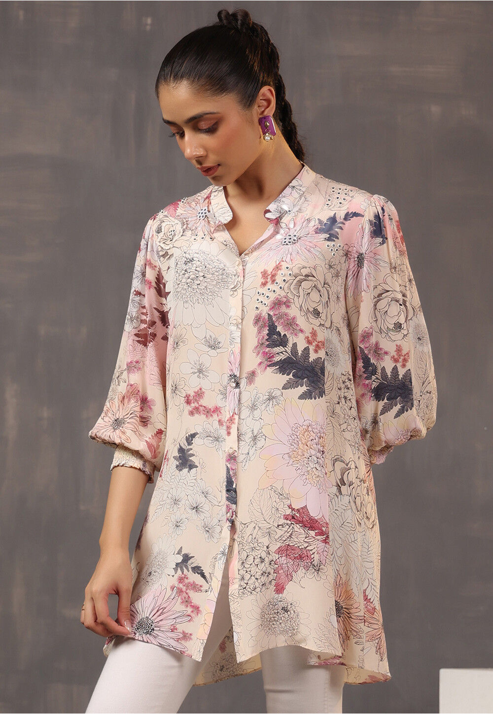 Buy Digital Printed Crepe Tunic in Light Beige Online : TKK667 - Utsav ...