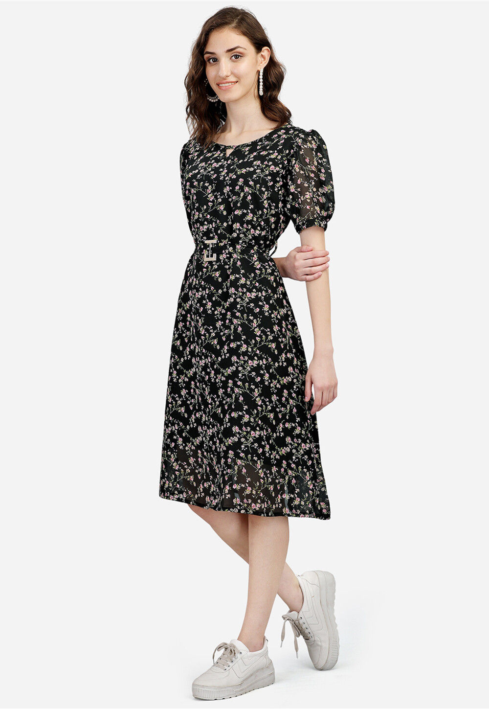 Buy Digital Printed Georgette Aline Dress in Black Online : TGW4035 ...