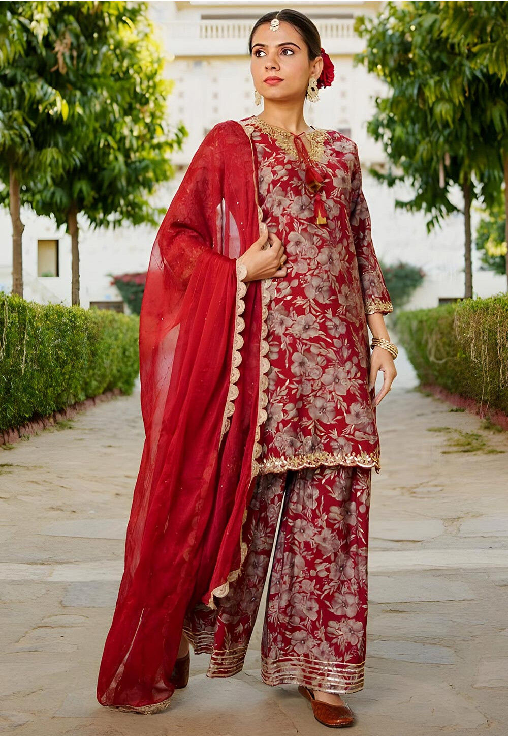 Buy Digital Printed Modal Muslin Pakistani Suit in Maroon Online ...