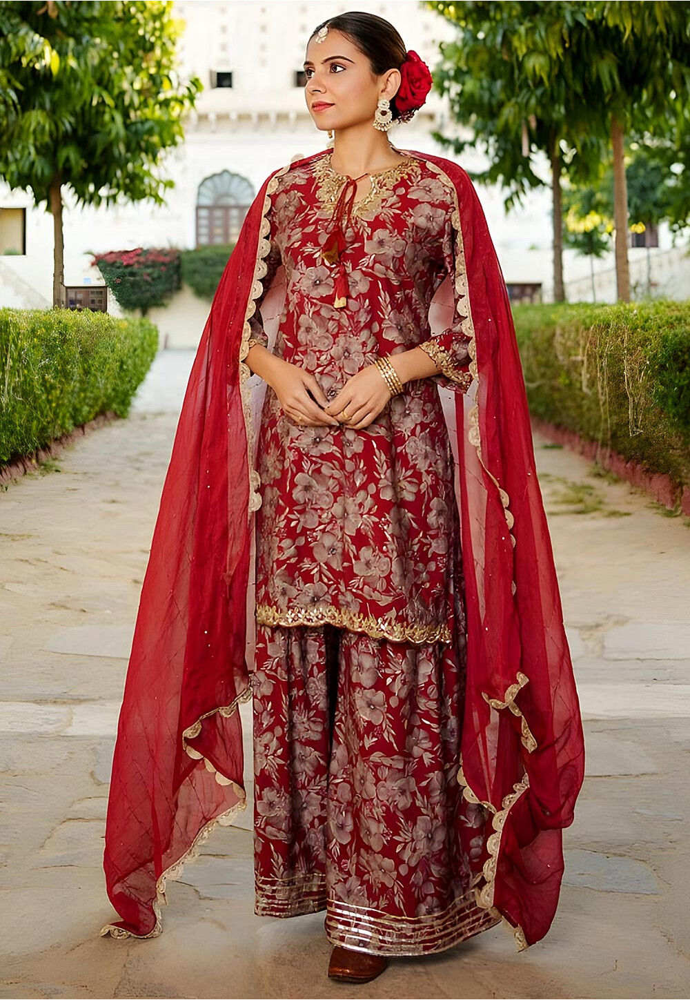 Buy Digital Printed Modal Muslin Pakistani Suit in Maroon Online ...