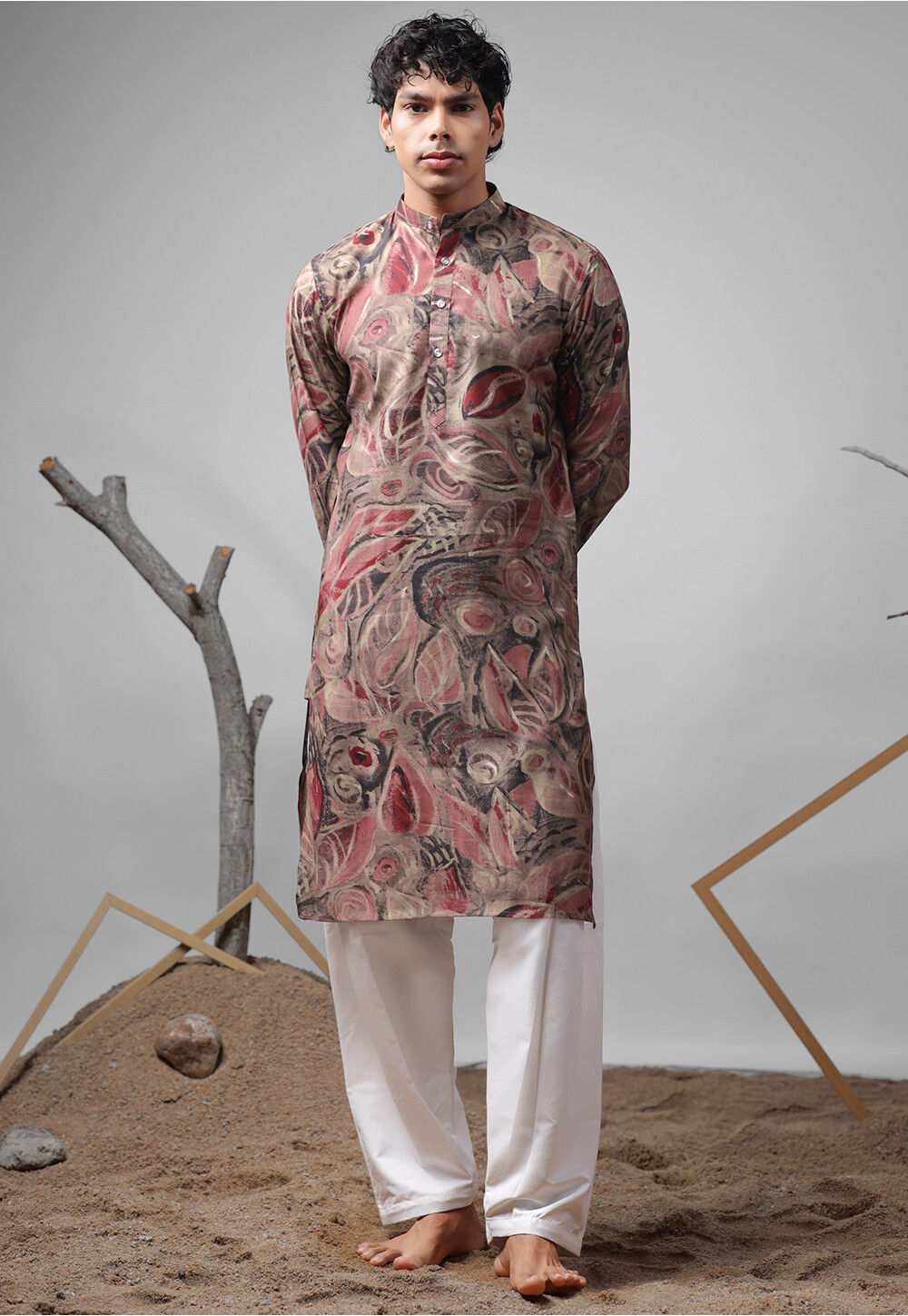 Buy Digital Printed Modal Silk Kurta Set in Old Rose Online : MAT985 ...
