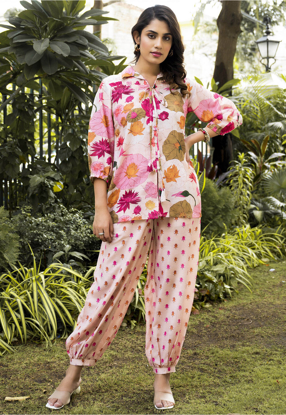 Buy Digital Printed Muslin Cotton Tunic Set in Peach Online : TPA3985 ...