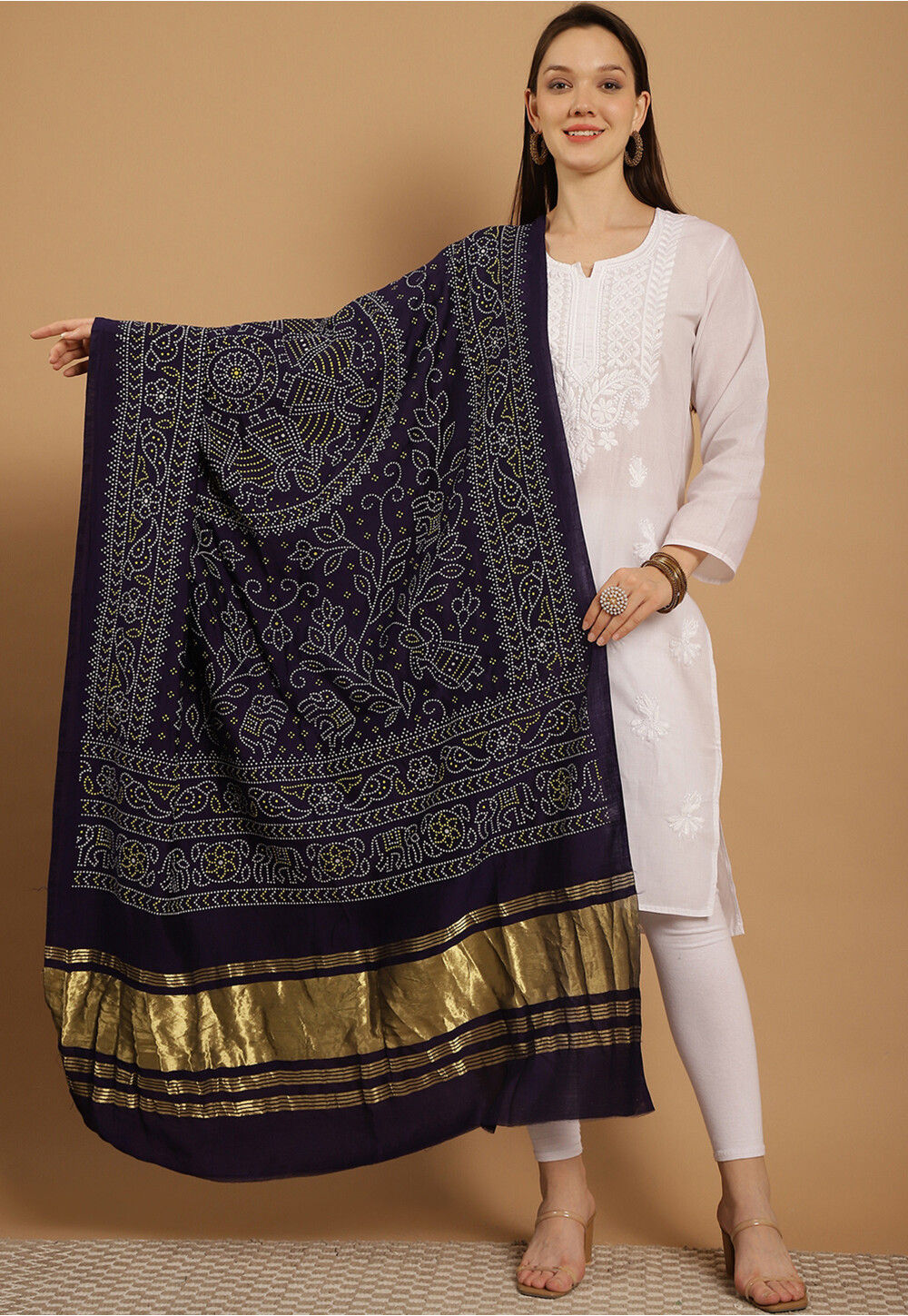 Buy Digital Printed Muslin Silk Dupatta in Navy Blue Online : BRJ969 ...
