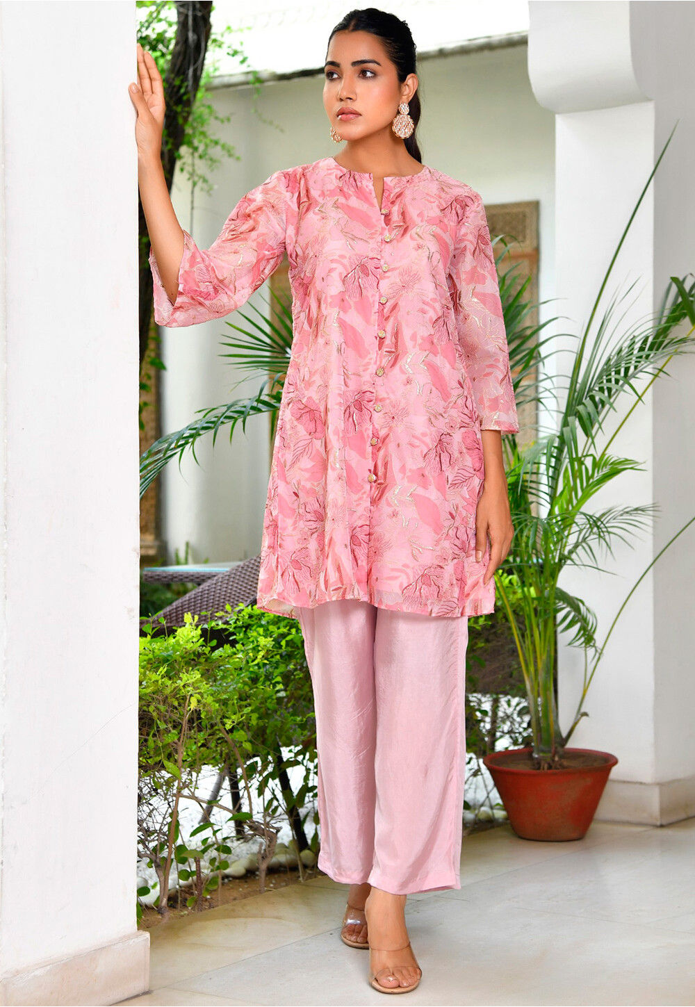 Buy Digital Printed Organza Tunic Set in Pink Online : TBQ989 - Utsav ...