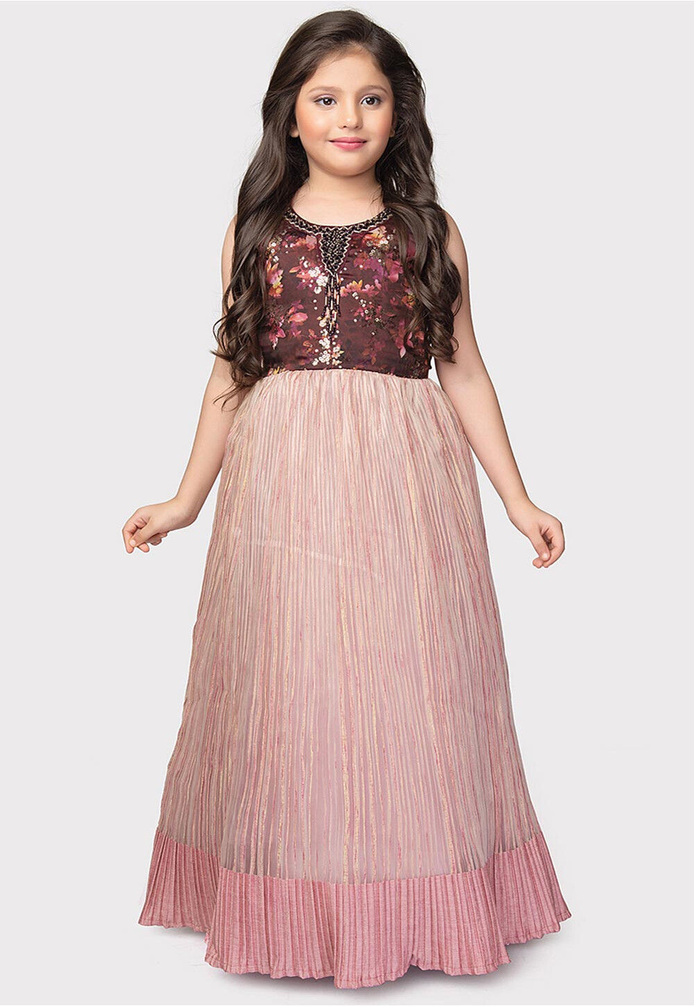 Buy Digital Printed Polyester Gown in Maroon and Peach Online : UKU1518 ...