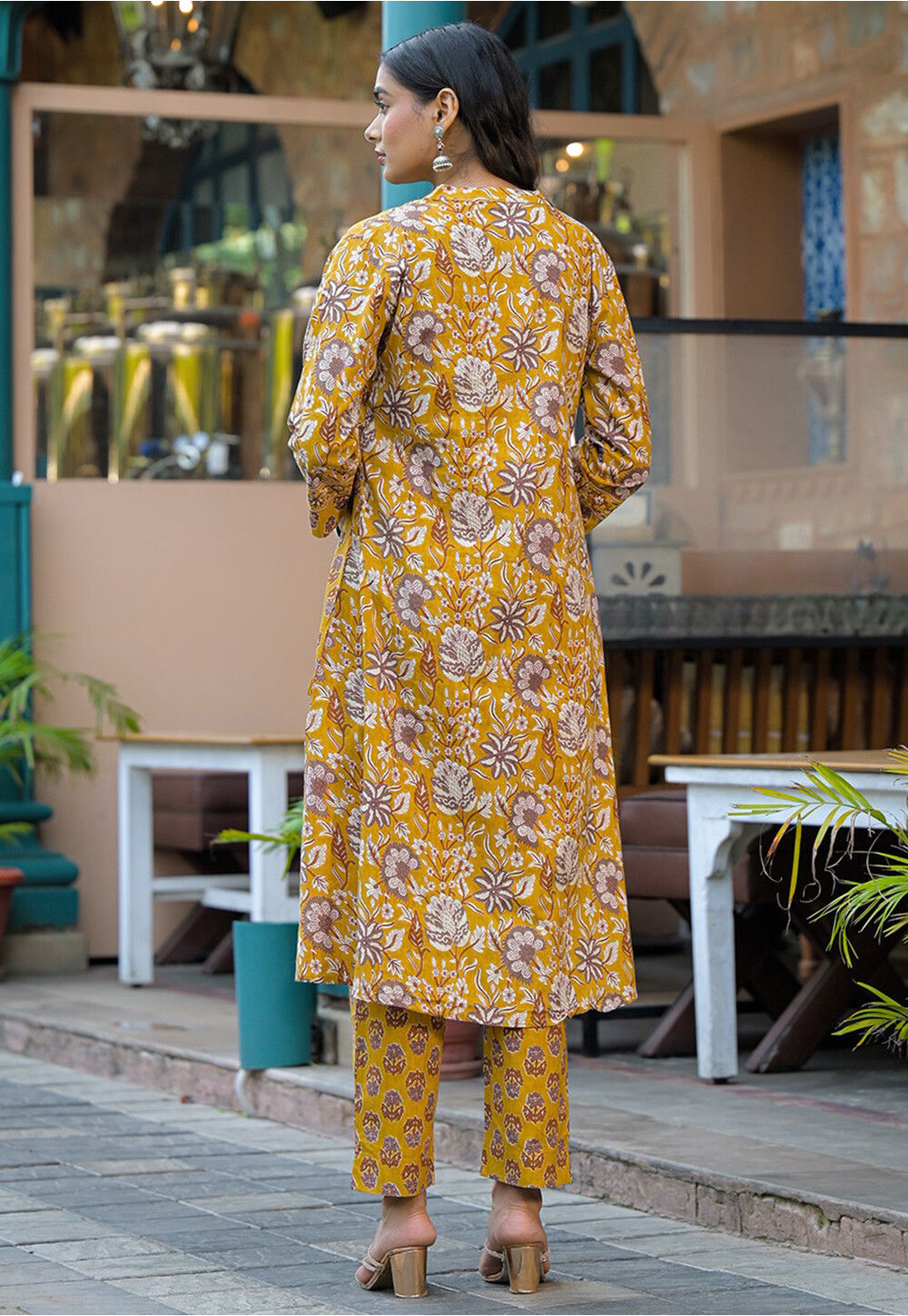 Buy Digital Printed Pure Cotton A Line Suit in Mustard Online : KJX257 ...