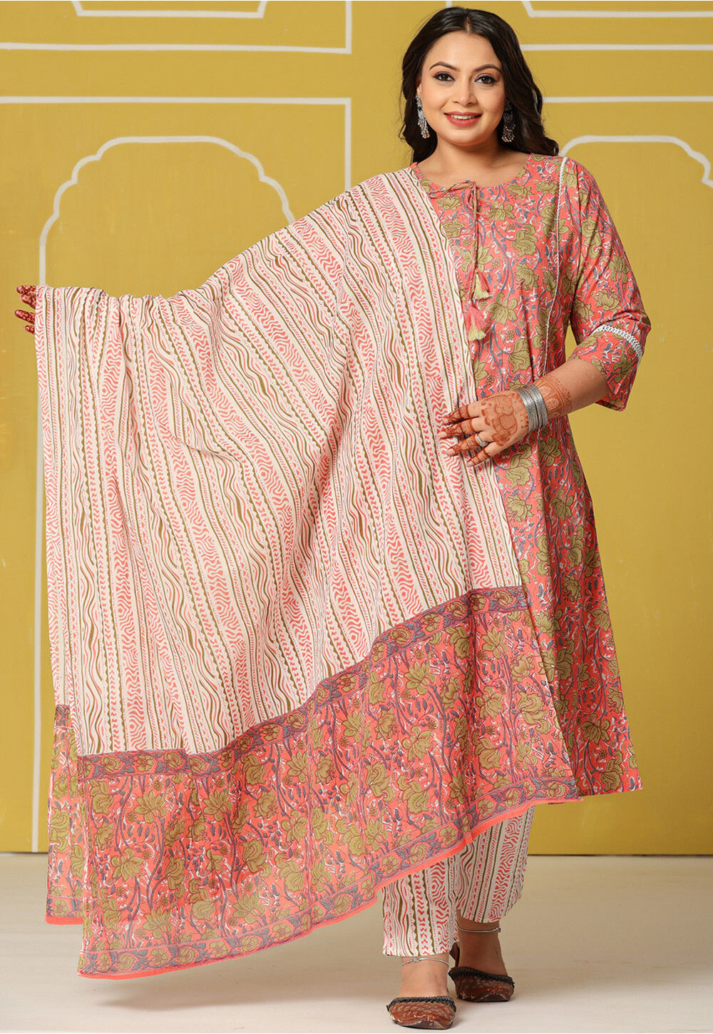 Buy Digital Printed Pure Cotton A Line Suit in Pink Online : KJL2265 ...