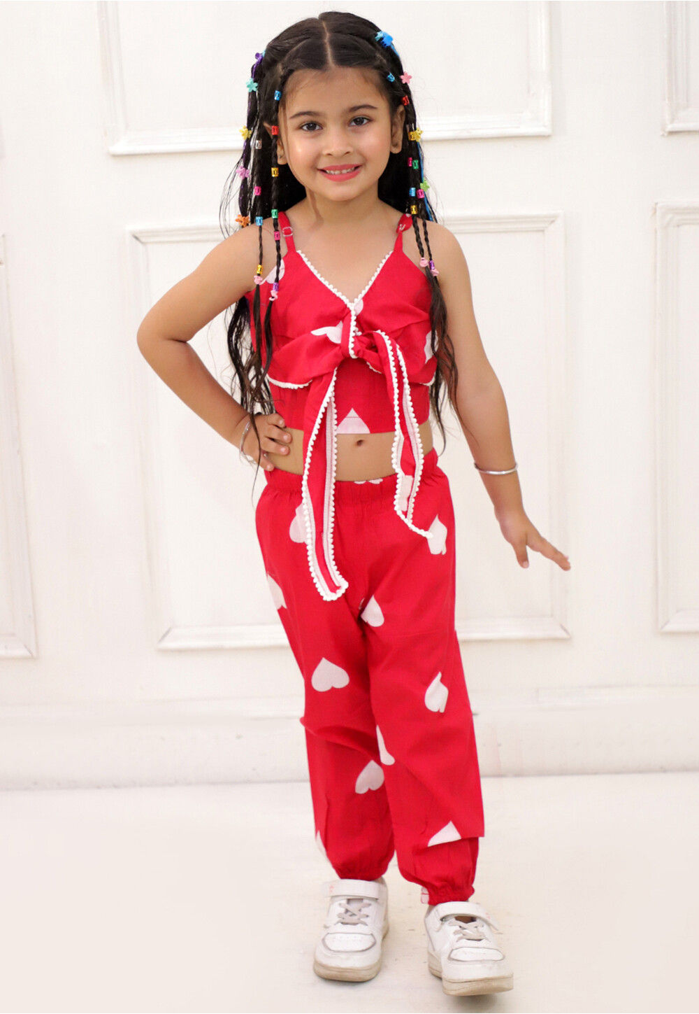 Buy Digital Printed Pure Cotton Crop Top Set in Red Online : UHT380 ...