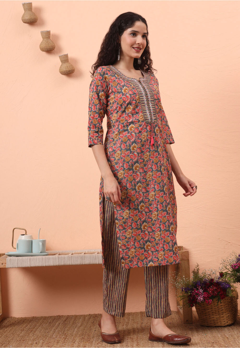 Buy Digital Printed Pure Cotton Pakistani Suit in Grey Online : KJL2341 ...