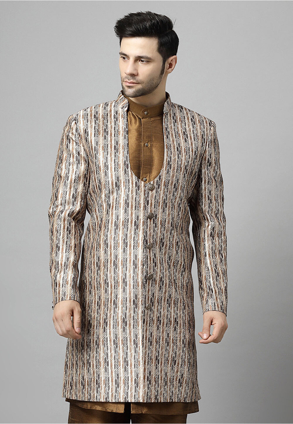 Buy Digital Printed Raw Silk Long Jacket in Multicolor Online : MXX1051 ...