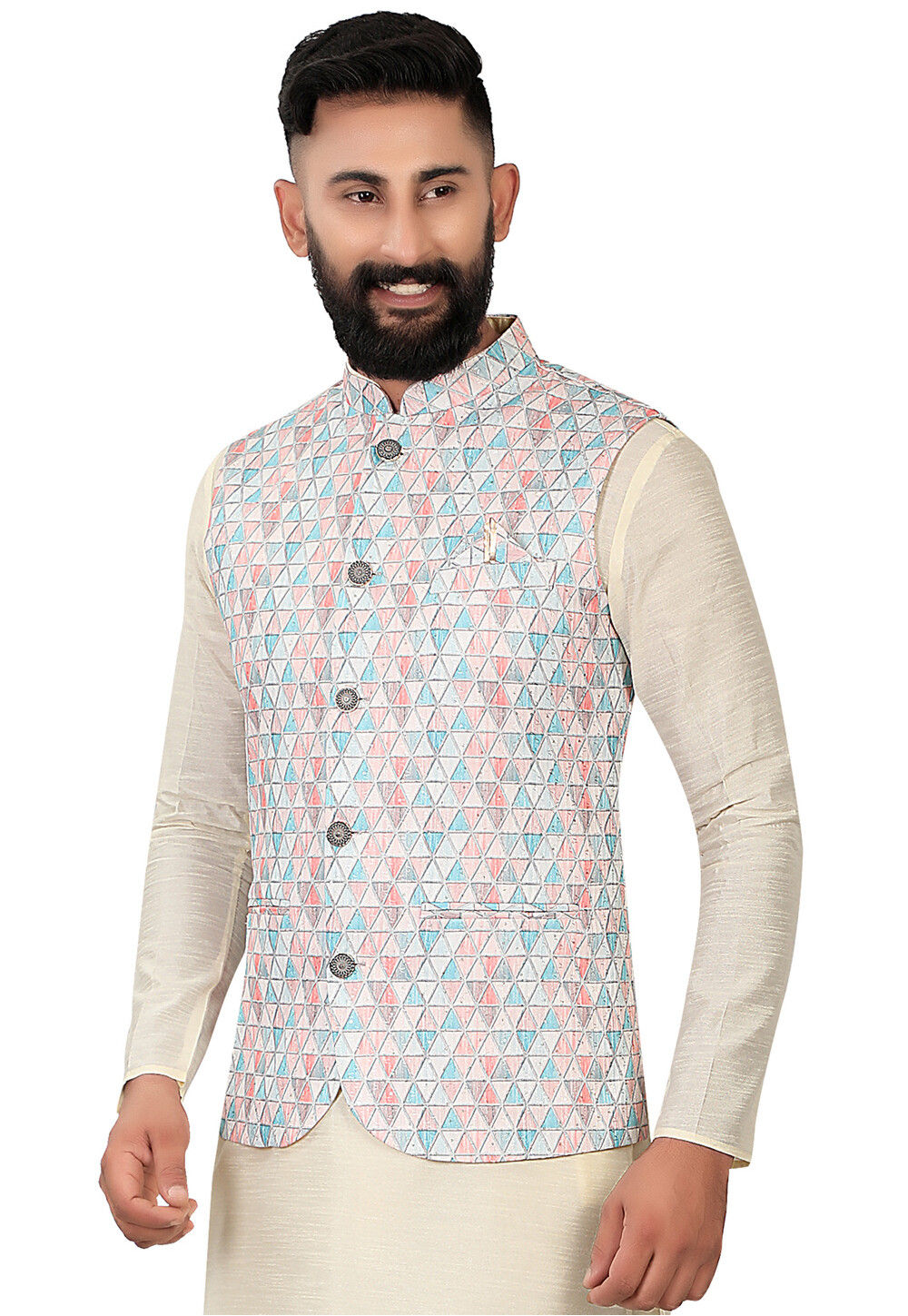 Buy Digital Printed Rayon Nehru Jacket in Multicolor Online : MHG2211 ...