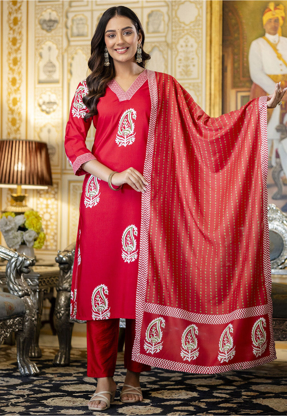 Buy Digital Printed Rayon Pakistani Suit in Red Online : KRD1378 ...
