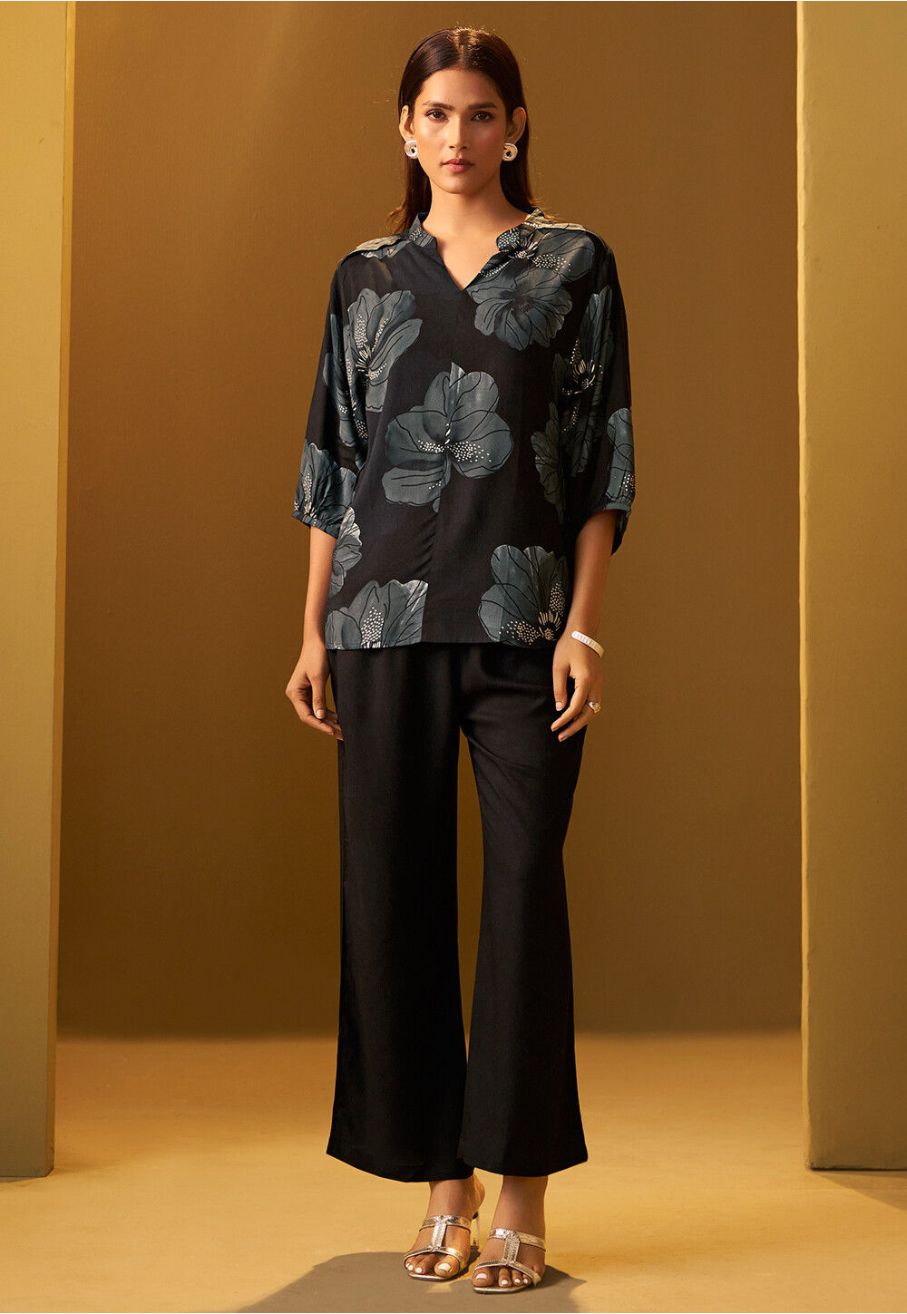 Buy Digital Printed Rayon Top Set in Black Online : TVM74 - Utsav Fashion