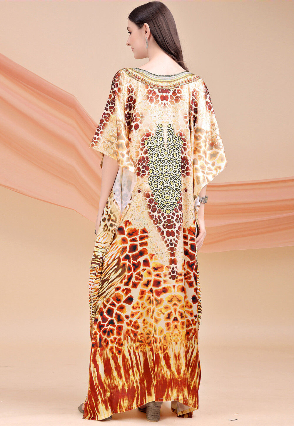 Buy Digital Printed Satin Kaftan in Beige Online : TDP820 - Utsav Fashion