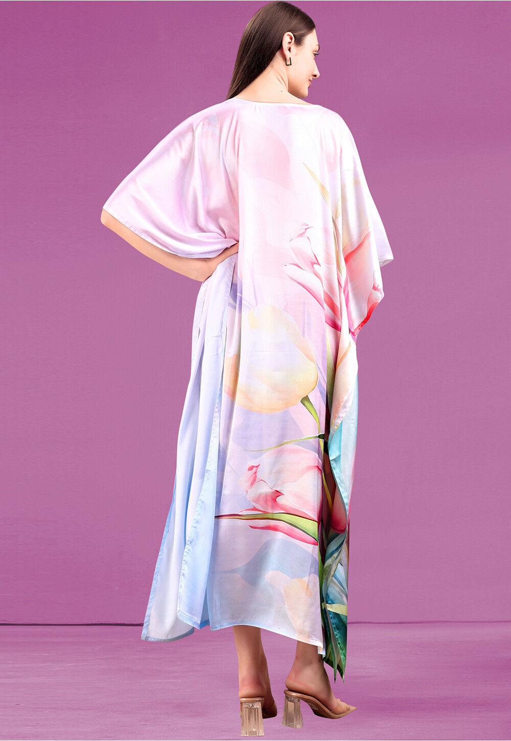 Buy Digital Printed Satin Kaftan in Pink Online : TDP747 - Utsav Fashion