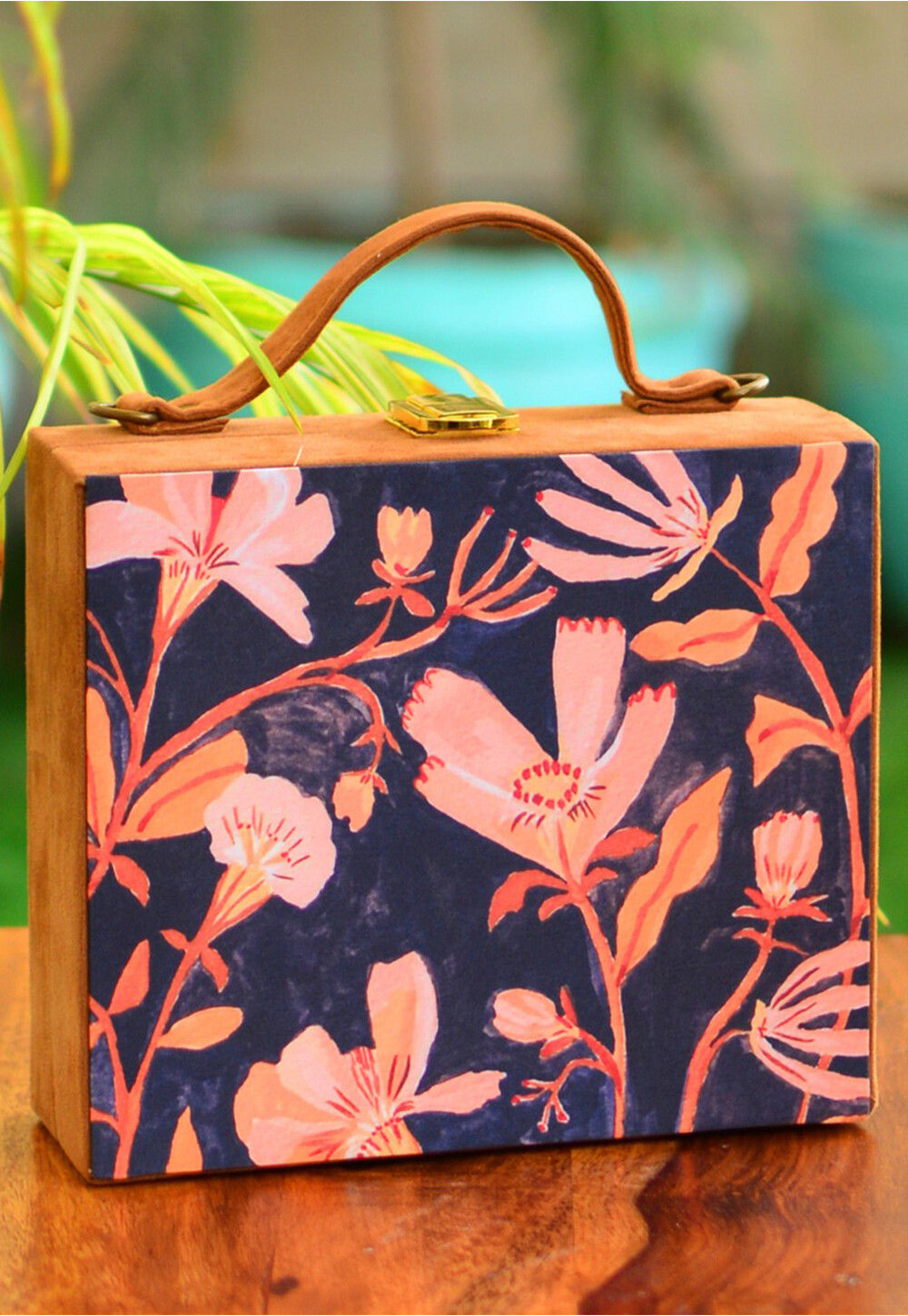 Buy Digital Printed Suede Square Clutch Bag in Black Online : DVN2455 - Utsav Fashion