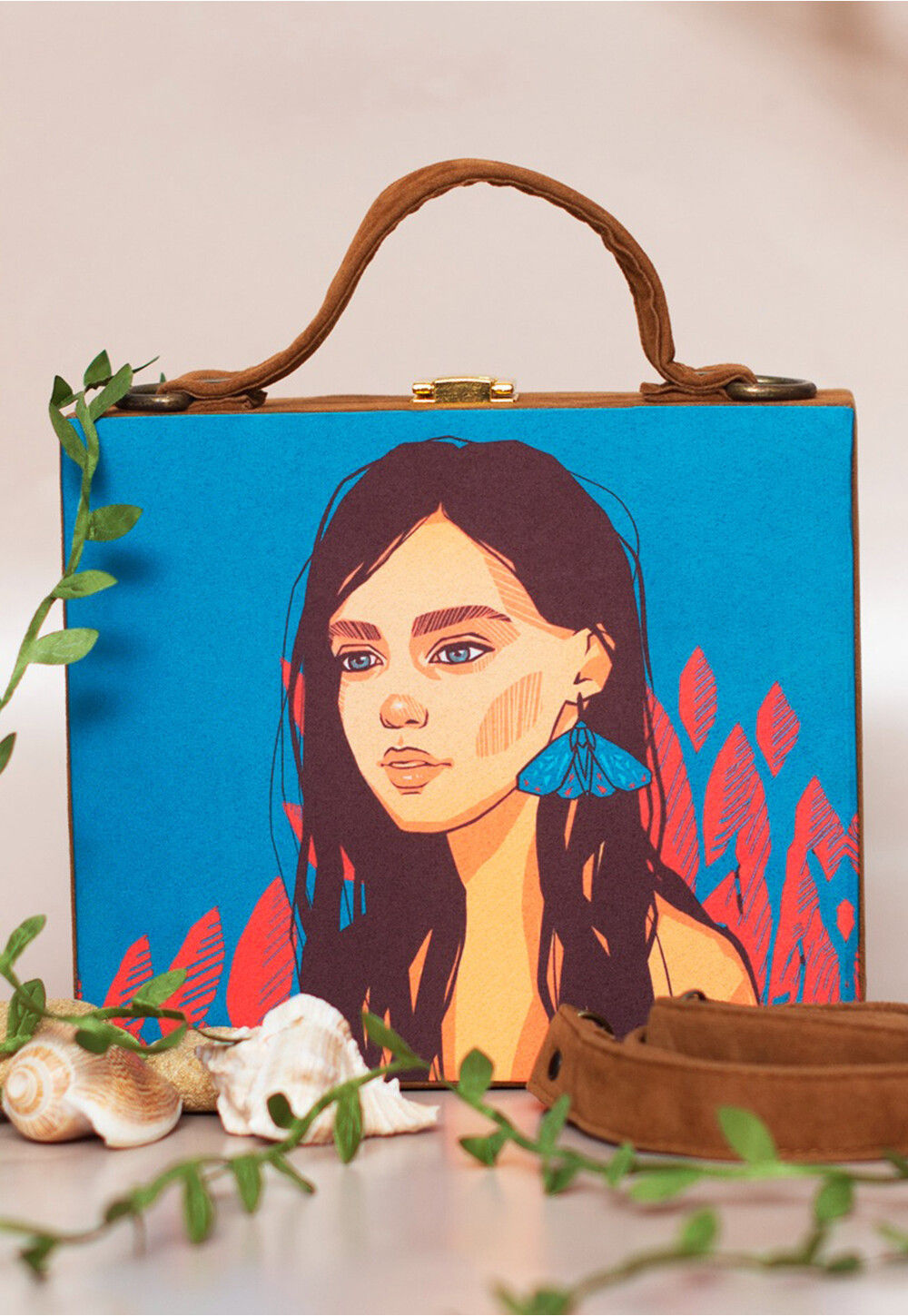 Buy Digital Printed Suede Square Clutch Bag in Blue Online : DVN2641 - Utsav Fashion