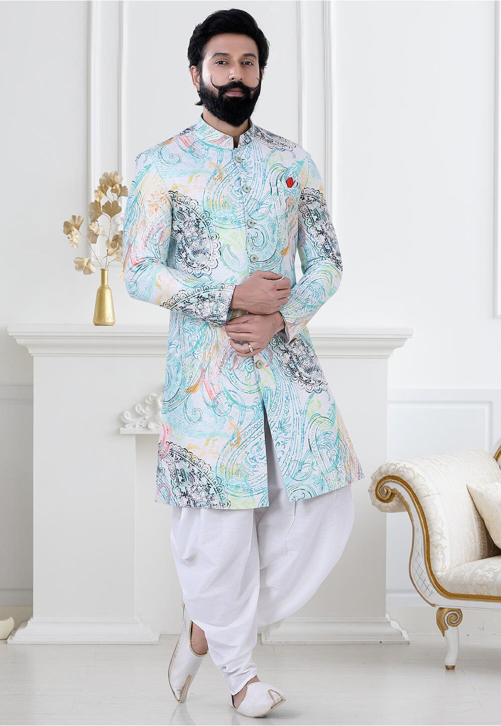 Buy Digital Printed Velvet Sherwani in Multicolor Online : MUY654 ...
