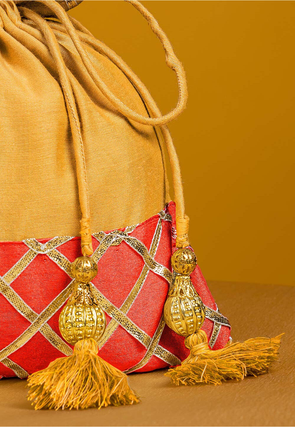 Buy Embellished Art Silk Potli Bag in Yellow and Orange Online : DMQ352 ...