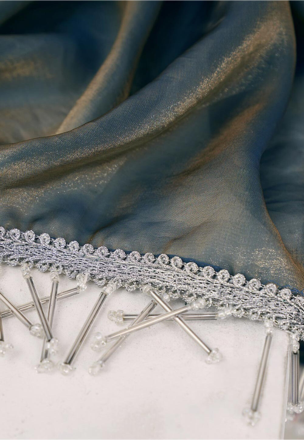 Buy Embellished Border Art Silk Saree in Dusty Blue Online : SPTA13721 ...