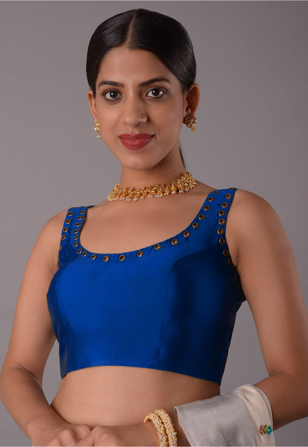 Buy Embellished Crepe Princess Cut Blouse in Royal Blue Online : UAC398 ...