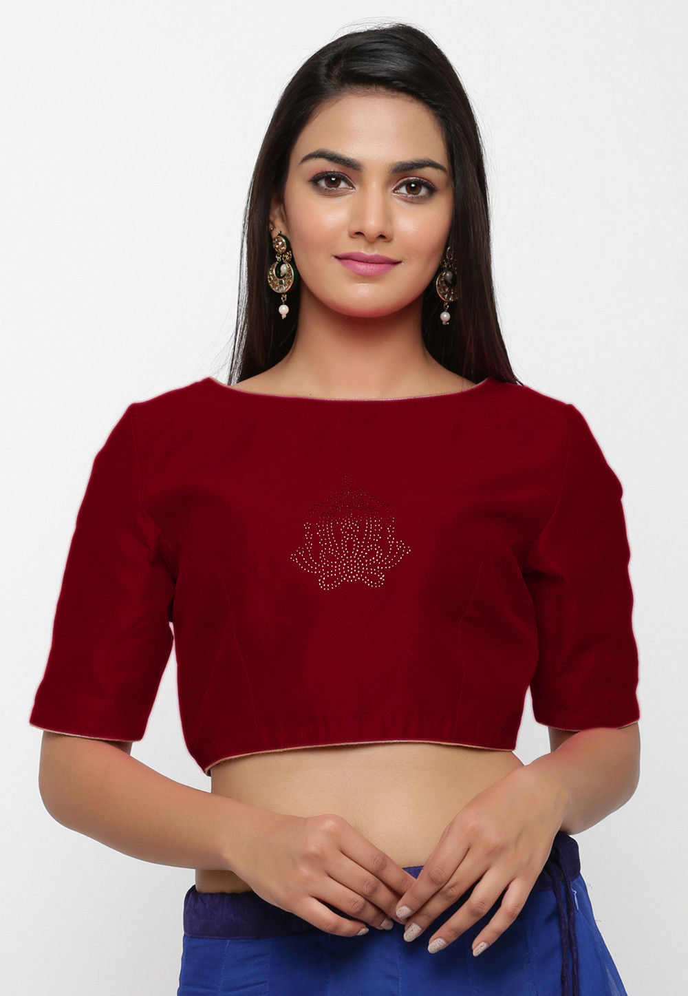 Buy Embellished Dupion Silk Blouse in Maroon Online : UUX541 - Utsav ...