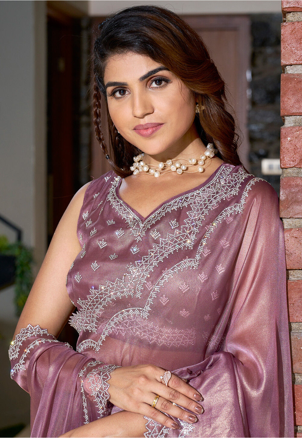 Buy Embellished Jute Silk Saree in Purple Online : SCBA5818 - Utsav Fashion