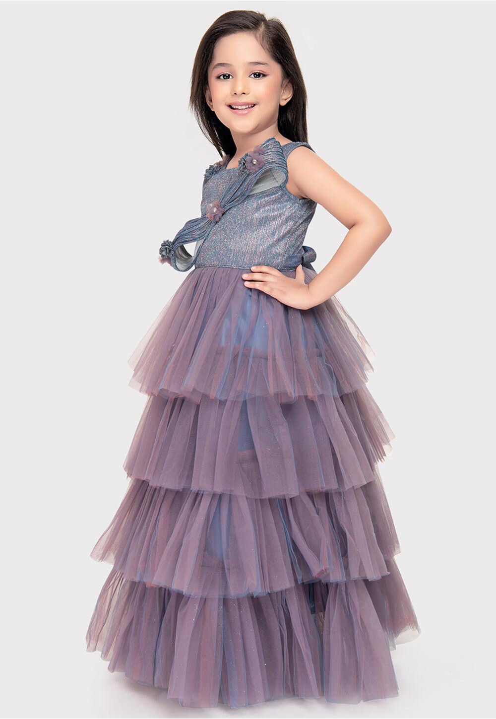 Buy Embellished Net Gown in Dusty Blue and Purple Online : UKU1585 ...