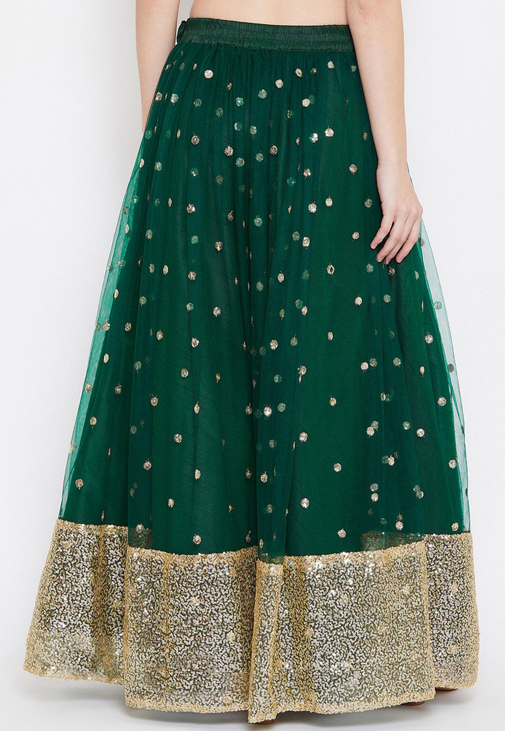Buy Embellished Net Skirt in Dark Green Online : BTC362 - Utsav Fashion