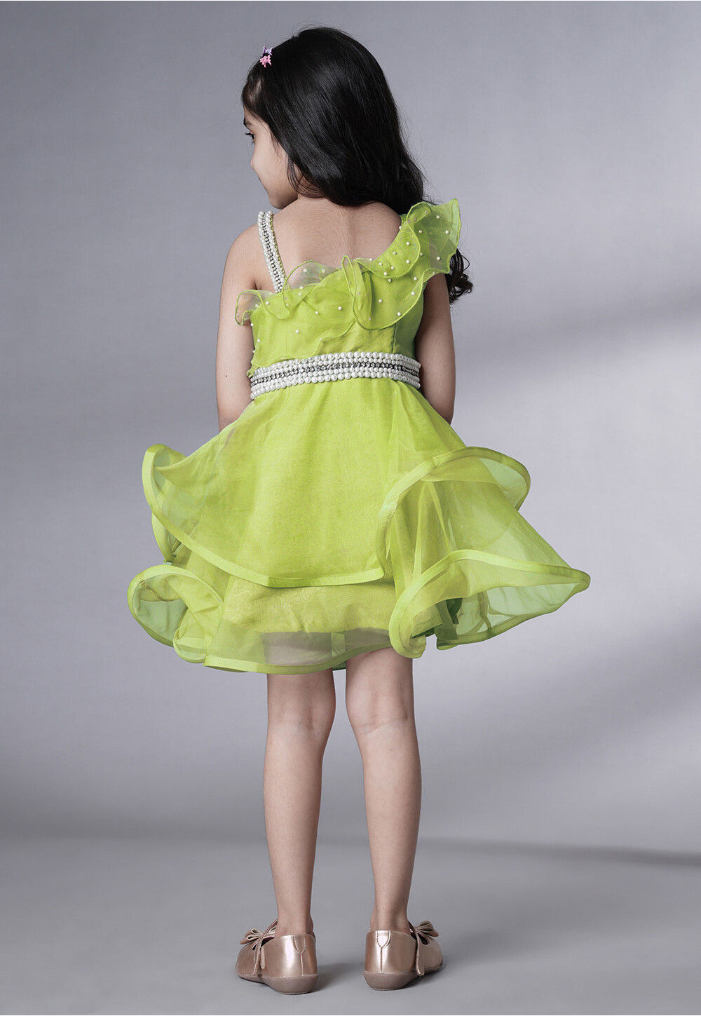 Buy Embellished Organza Dress in Olive Green Online : UFC297 - Utsav ...