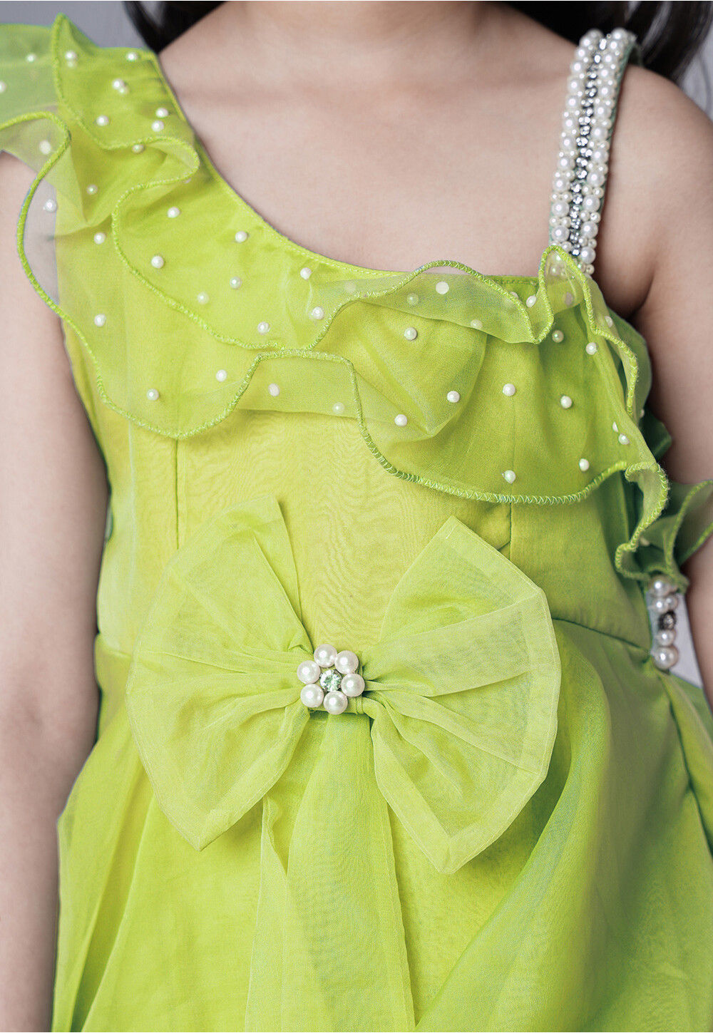 Buy Embellished Organza Dress in Olive Green Online : UFC297 - Utsav ...