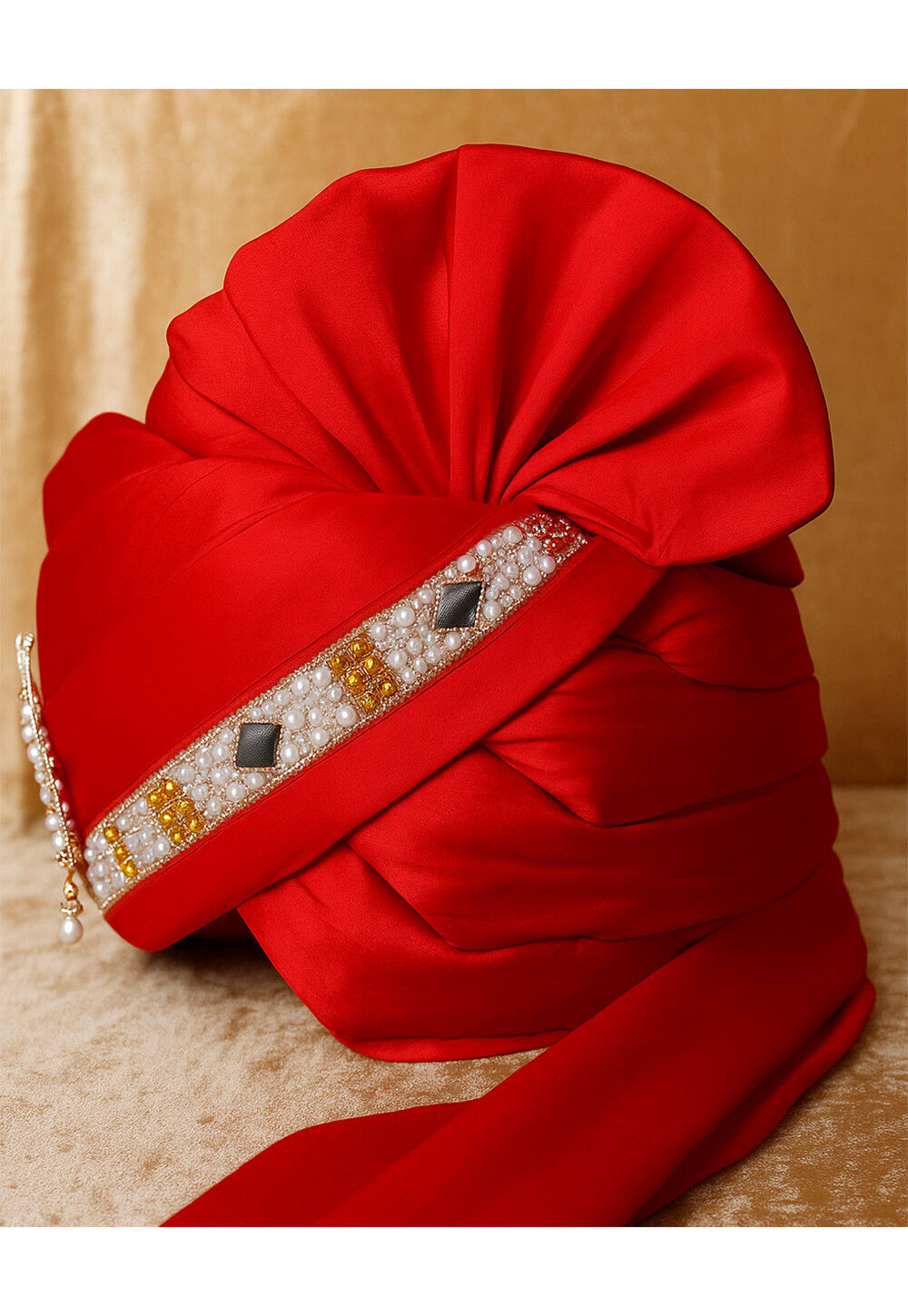 Buy Embellished Satin Turban in Red Online : MTE2659 - Utsav Fashion