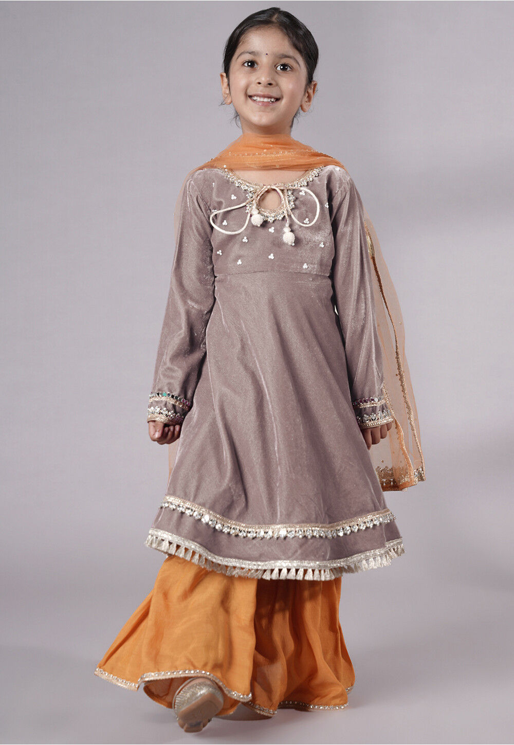 Buy Embellished Velvet Pakistani Suit in Light Grey Online : UFC43 ...