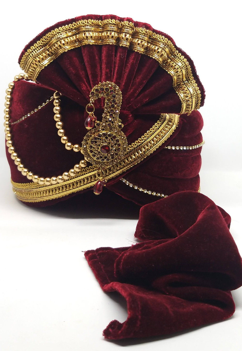 Buy Embellished Velvet Turban in Maroon Online : MGM167 - Utsav Fashion