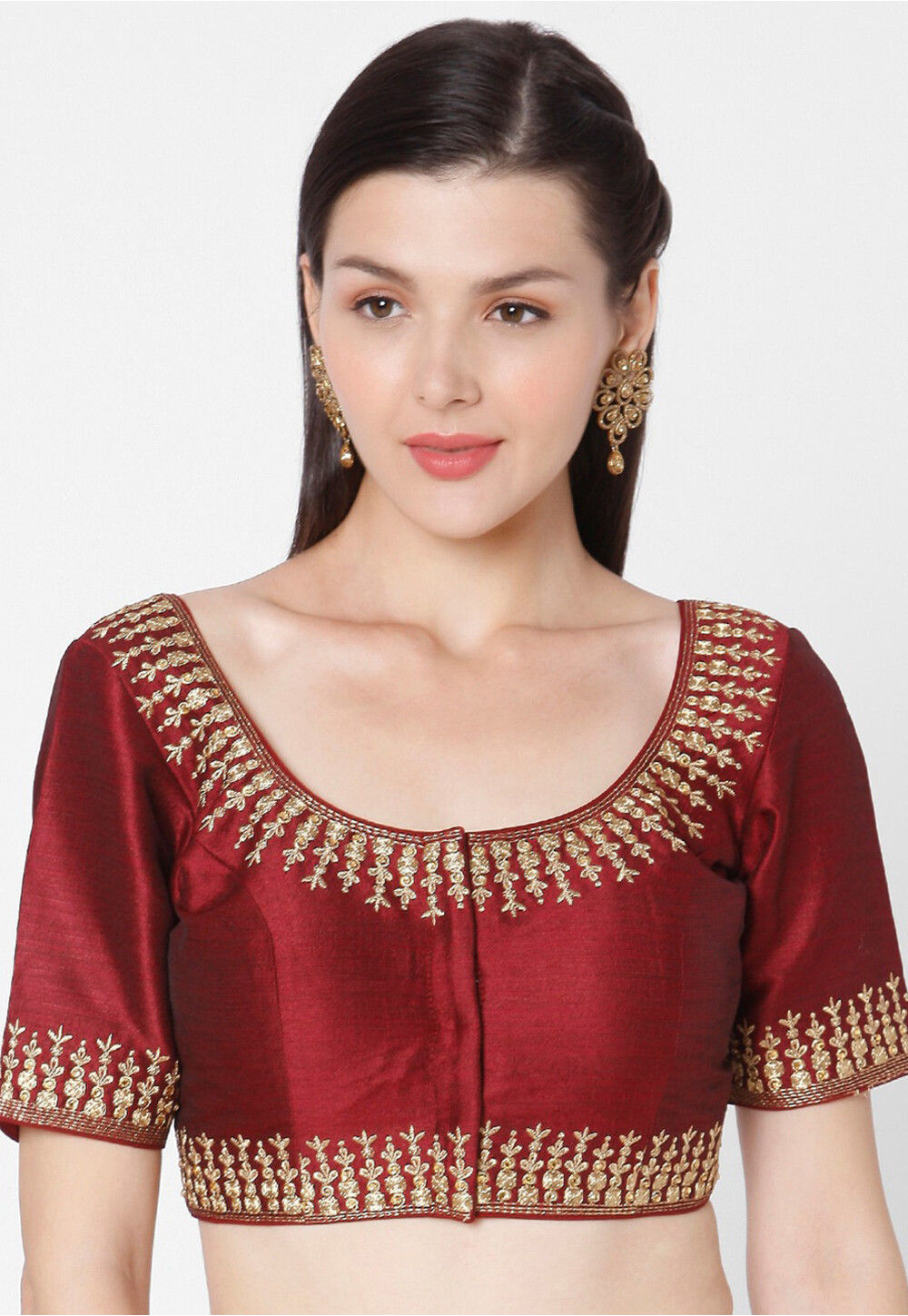Buy Embroidered Art Dupion Silk Blouse in Maroon Online : UVE134 ...