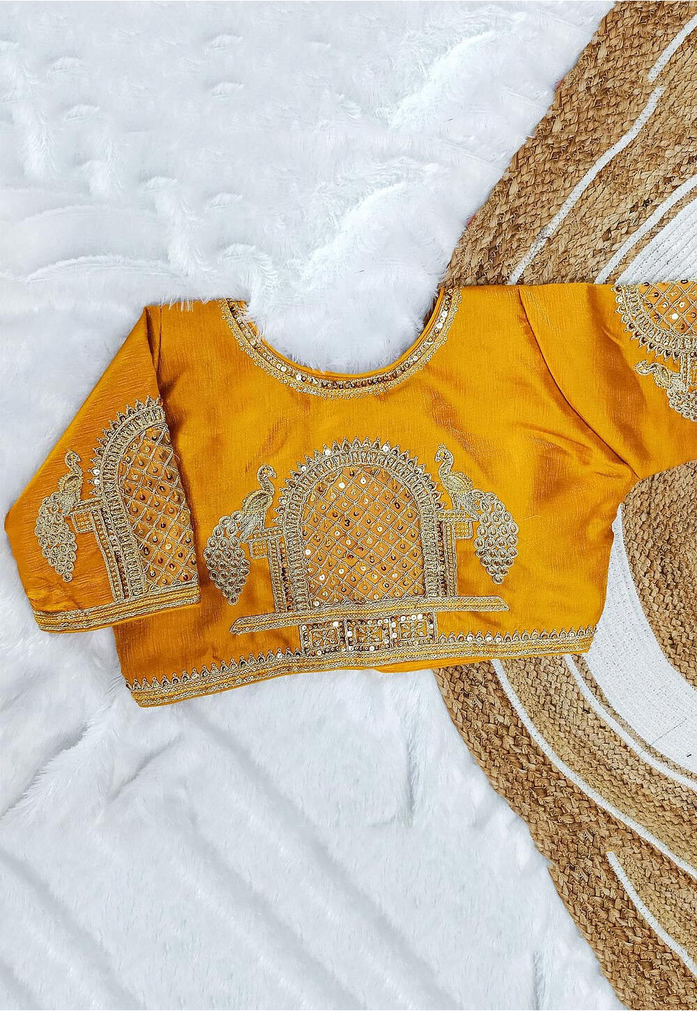 Buy Embroidered Art Silk Blouse in Mustard Online : UXC1153 - Utsav Fashion