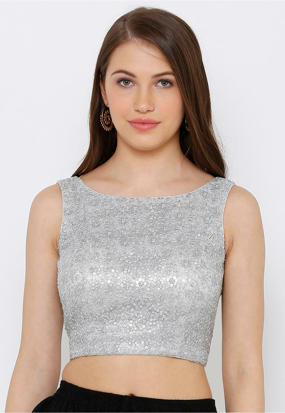 Buy Embroidered Art Silk Blouse in Silver Online : UVC646 - Utsav Fashion