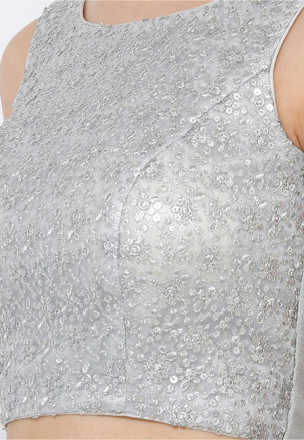 Buy Embroidered Art Silk Blouse in Silver Online : UVC646 - Utsav Fashion