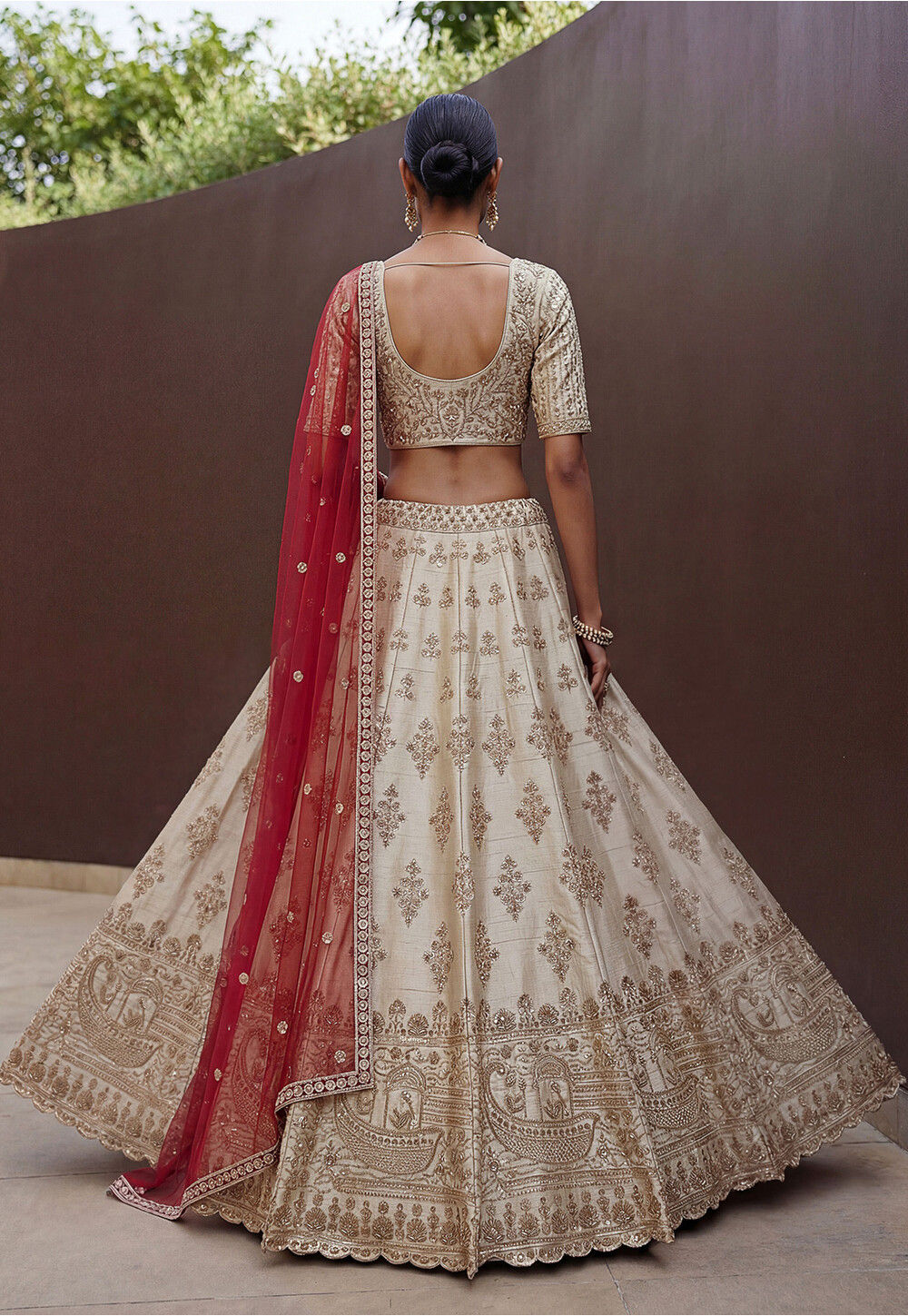 Buy Embroidered Art Silk Lehenga in Off White Online : LQY3220 - Utsav ...