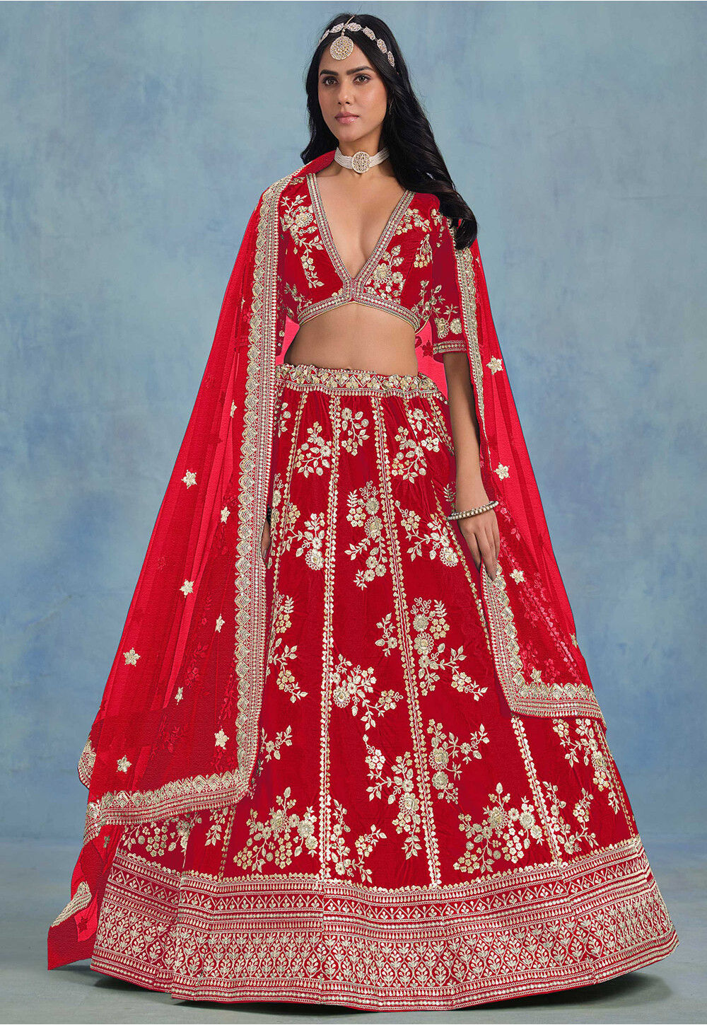 Buy Embroidered Art Silk Lehenga in Red Online : LCC3621 - Utsav Fashion