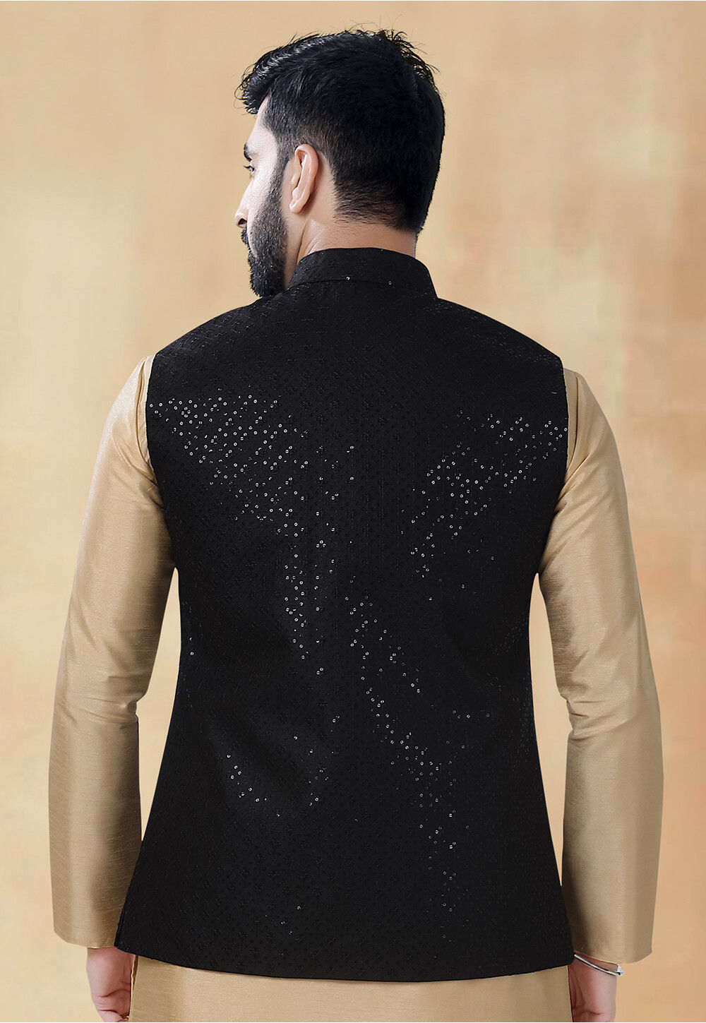 Buy Embroidered Art Silk Nehru Jacket in Black Online : MUY2046 - Utsav ...